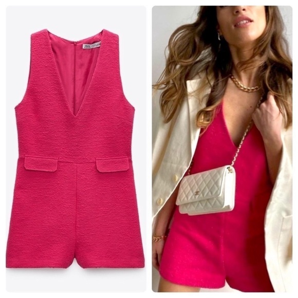 Zara | Pants & Jumpsuits | Zara Pink Romper | Poshmark